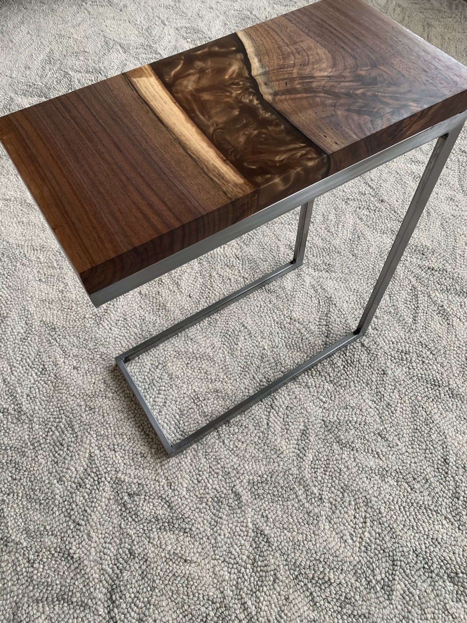 Signature Black Walnut C Table with Copper Epoxy Resin River WoodLab